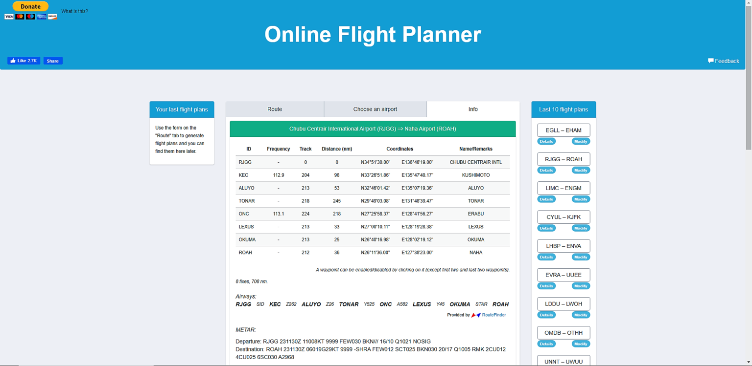 simBriefより手軽にフライトプランが作成できる Online Flight Planner | おとログ