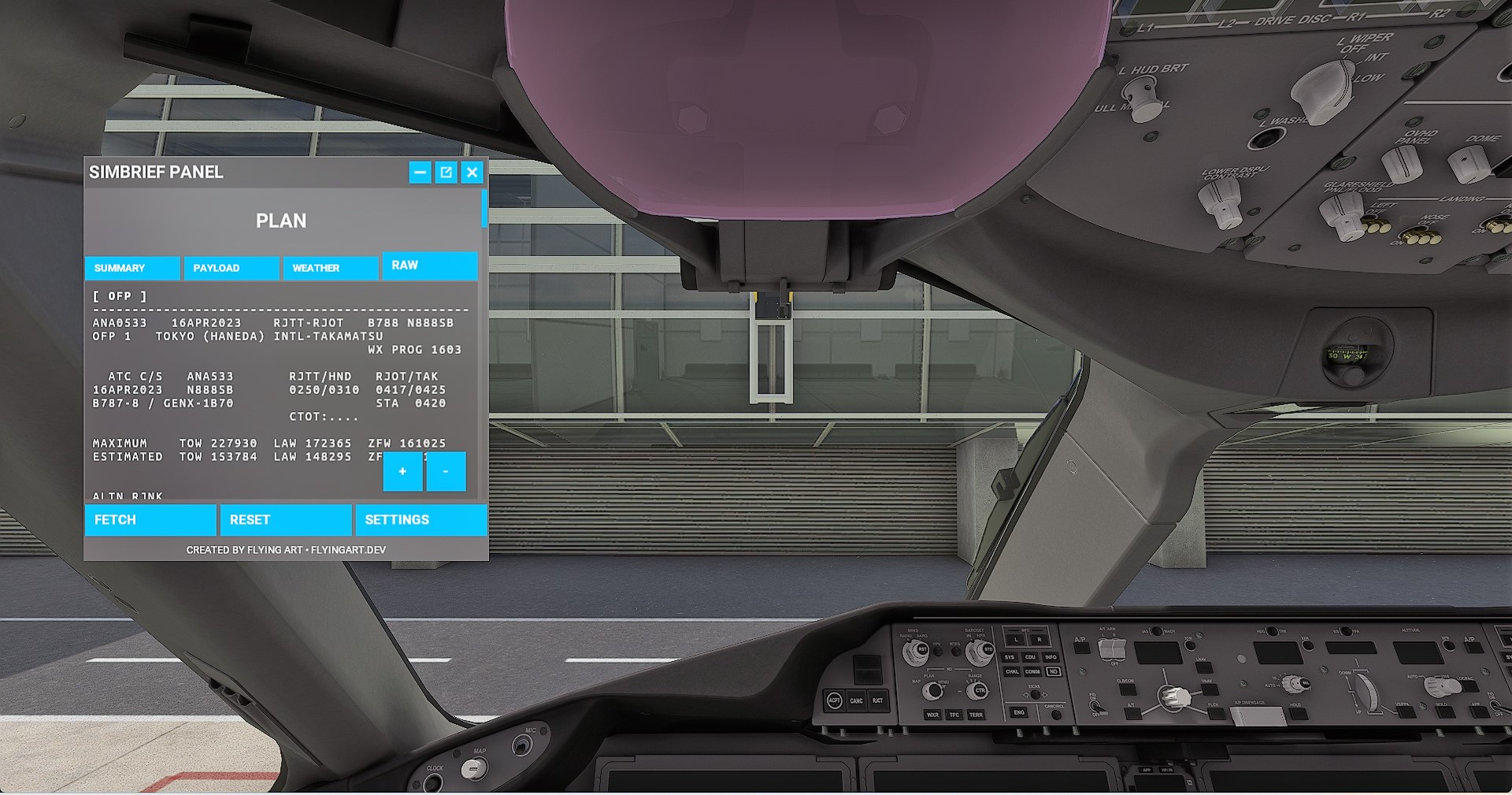 MSFS画面から離れずにSimBriefのフライトプランを確認できるツ－ル（Simbrief Panel) | おとログ